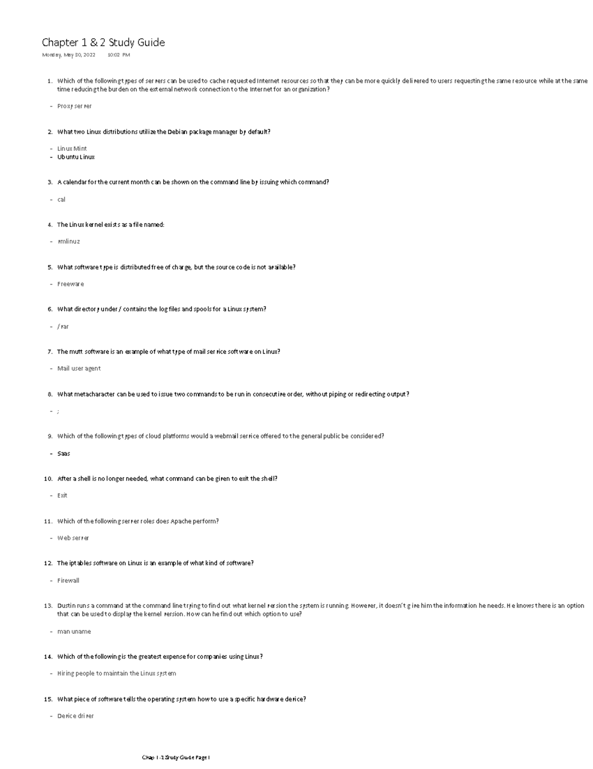 Chap 1 & 2 Study Guide - 1 of the following types of servers can be ...