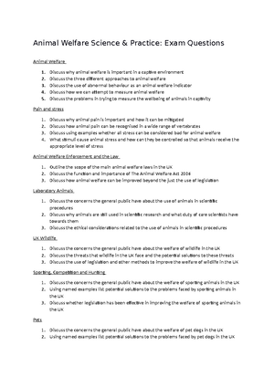 Farm Animal Welfare Question Plan - Farm Animal Welfare Exam Quesions 1 ...