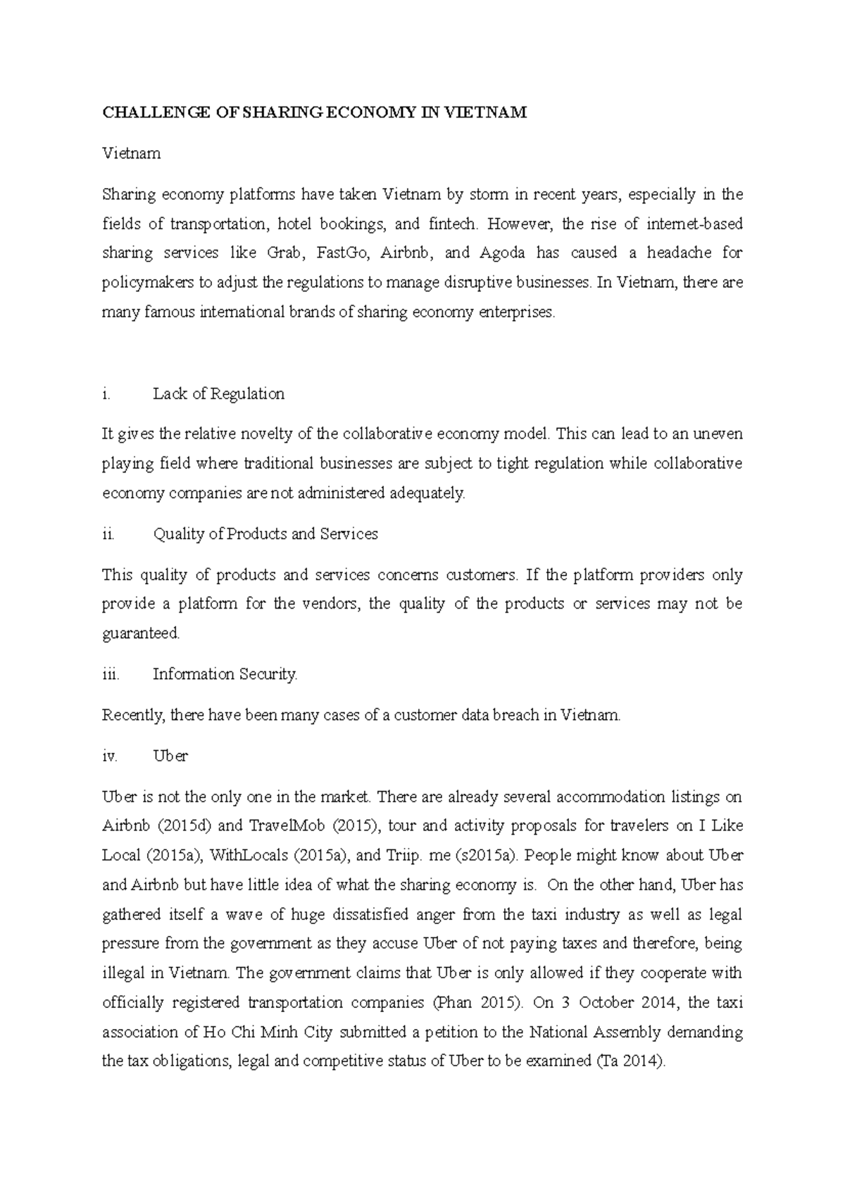 The challenges faced by Vietnam - CHALLENGE OF SHARING ECONOMY IN ...