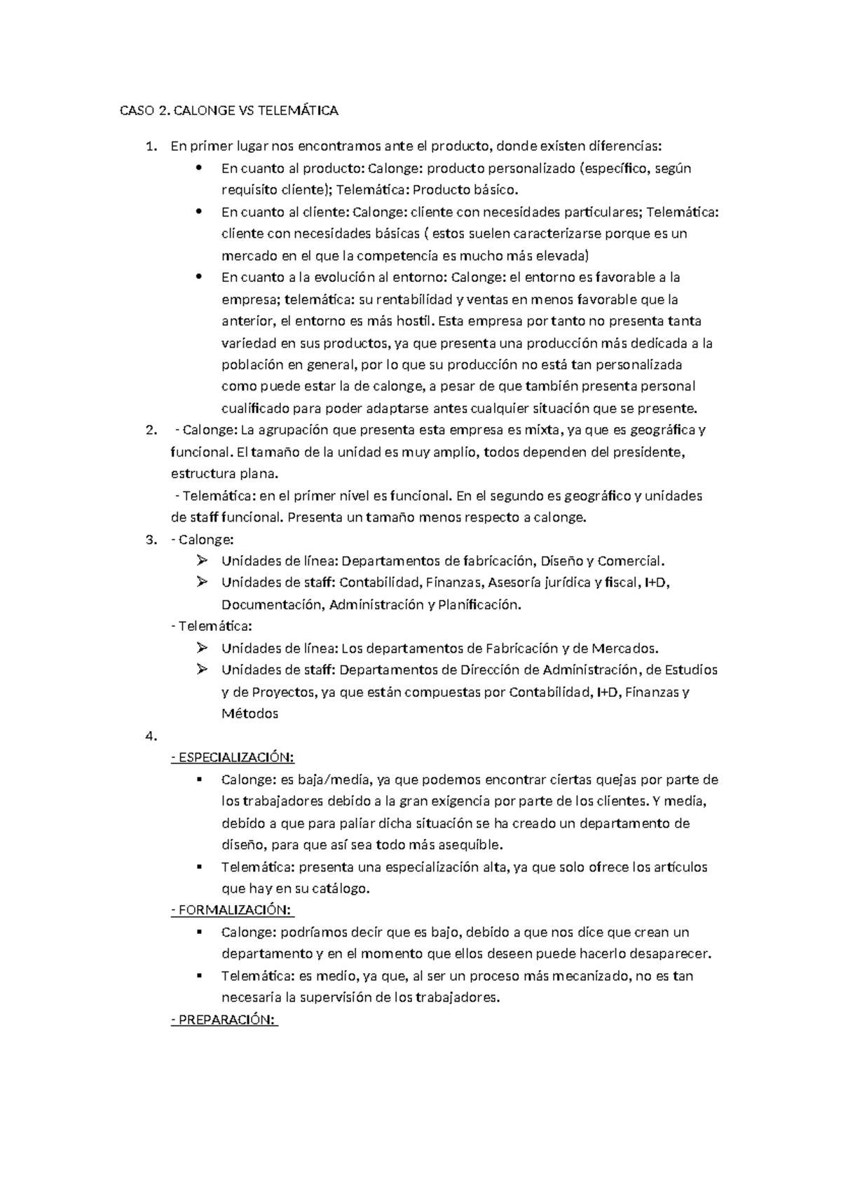 CASO 2 Calogne VS Telemática. Diseño de la organización - CASO 2 ...