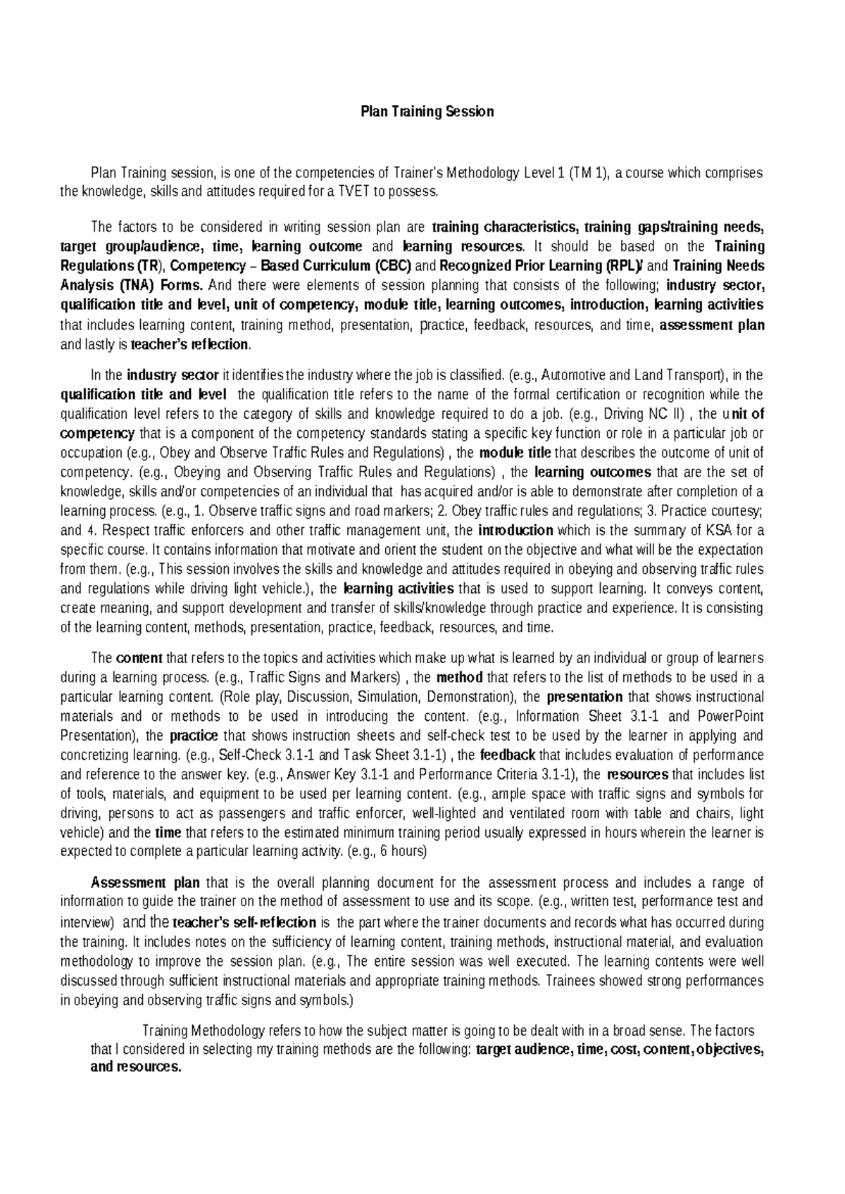 Plan Training Session - Plan Training Session Plan Training session, is ...