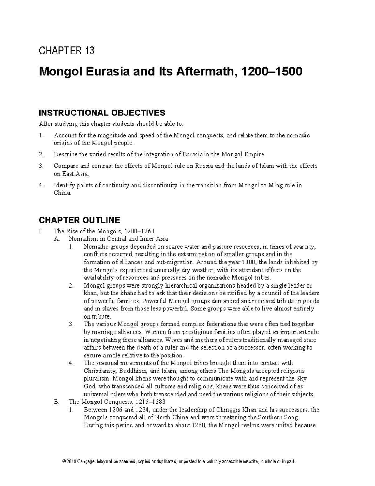 Ch. 13 Outline - CHAPTER 13 Mongol Eurasia and Its Aftermath, 1200 ...