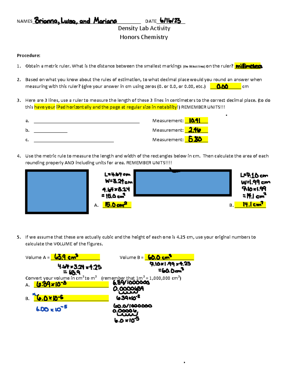 Density Lab - LABBBBBBBBBBB - NAMES__________________________________________ DATE ...