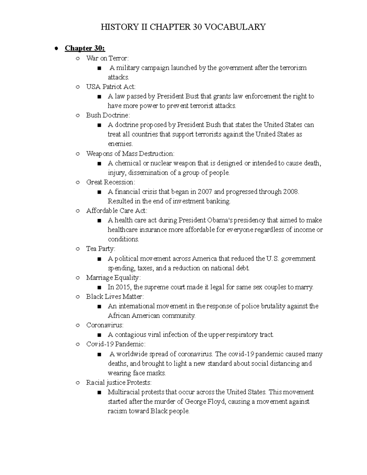 History II Chapter 30 Vocabulary - HISTORY II CHAPTER 30 VOCABULARY ...
