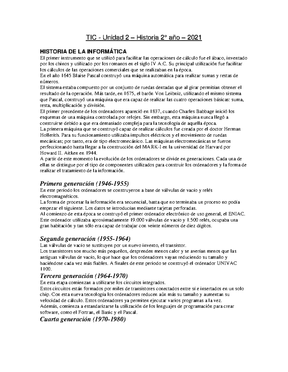 Información de las tecnologías de la información - TIC - Unidad 2 ...