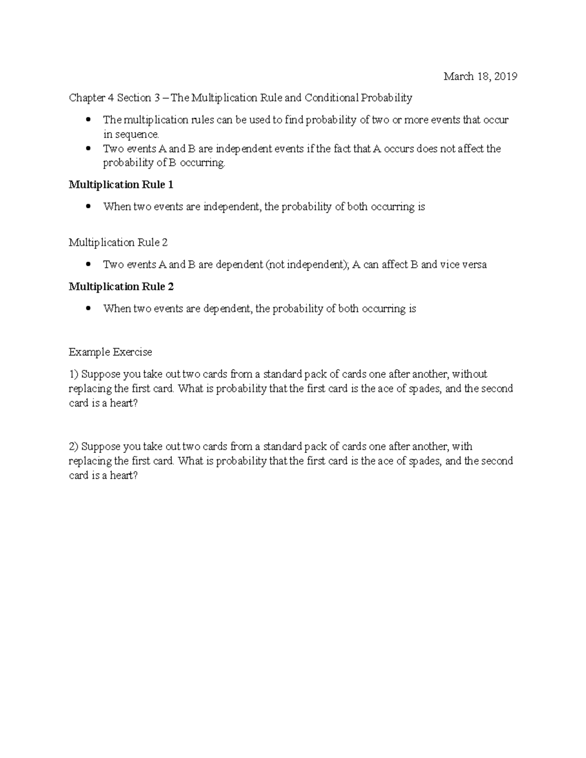 Chapter 4 Section 3 Notes - March 18, 2019 Chapter 4 Section 3 – The ...