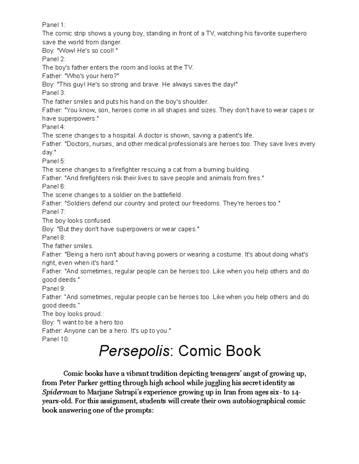 Persepolis Comic Book - Nathan Biruk - The comic strip shows a young ...