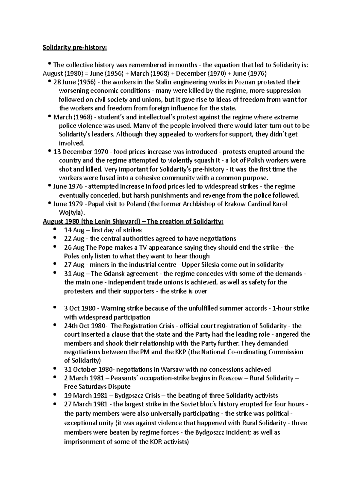 Poland Timeline - Solidarity pre-history: The collective history was ...