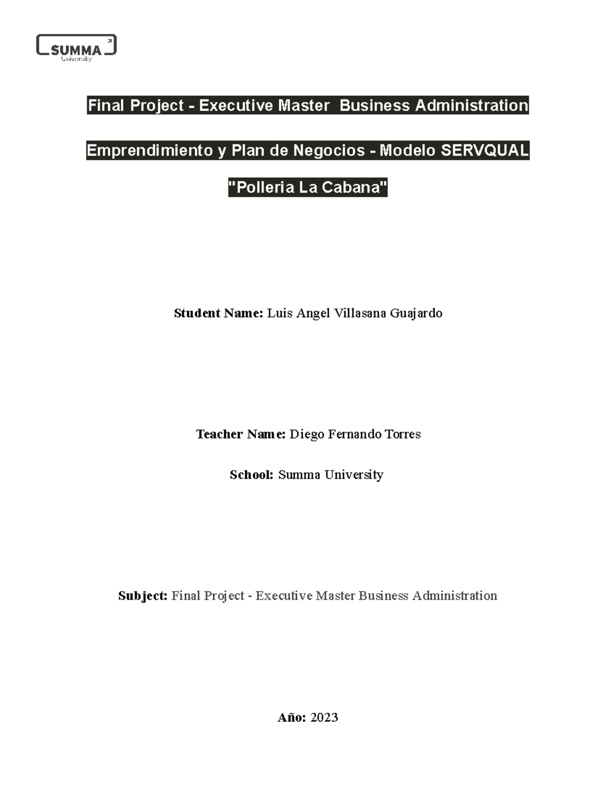 Final Project - Modelo Servqual - Final Project - Executive Master ...