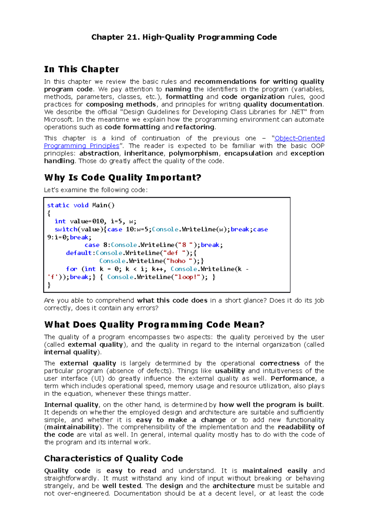 Ch21 High-Quality Programming Code - Chapter 21. High-Quality ...