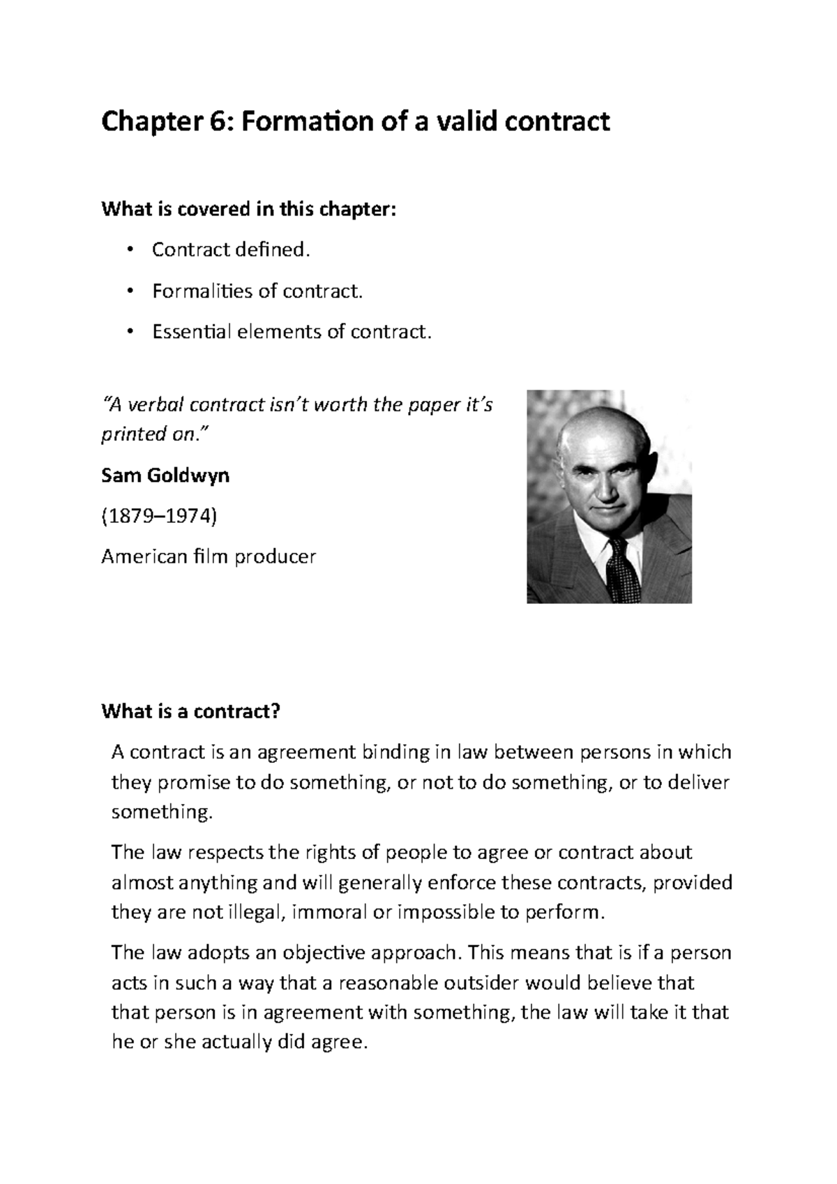 Chapter 6- Formation of a valid contract - Formalities of contract ...