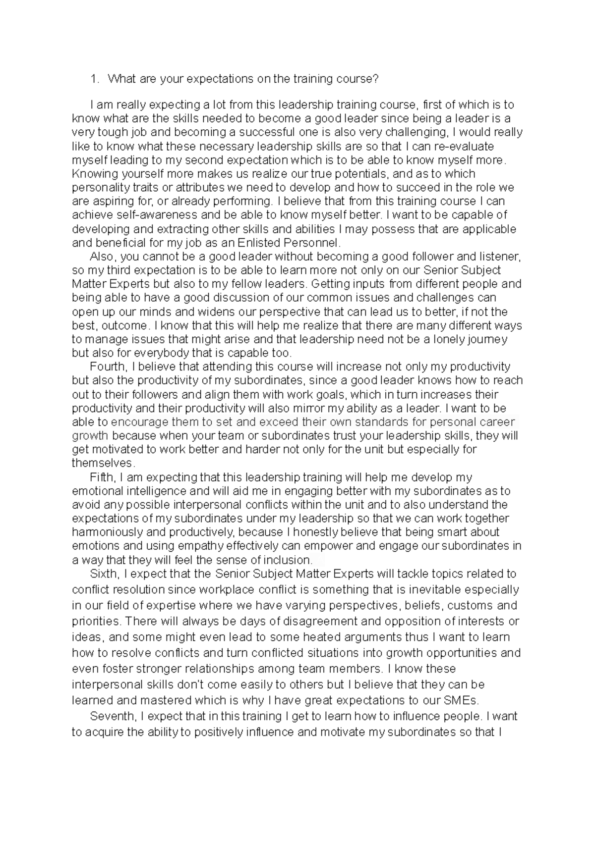 What are your expectations on the course - What are your expectations ...