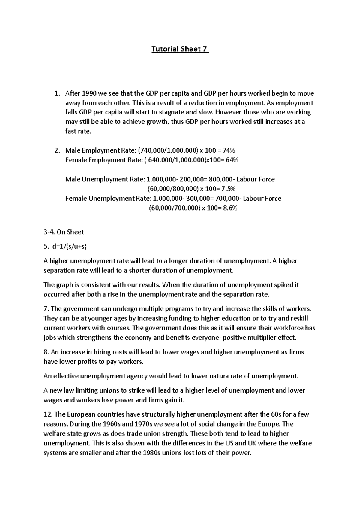 Economics 2 Tutorial Sheet 7 Answers - Tutorial Sheet 7 After 1990 we ...