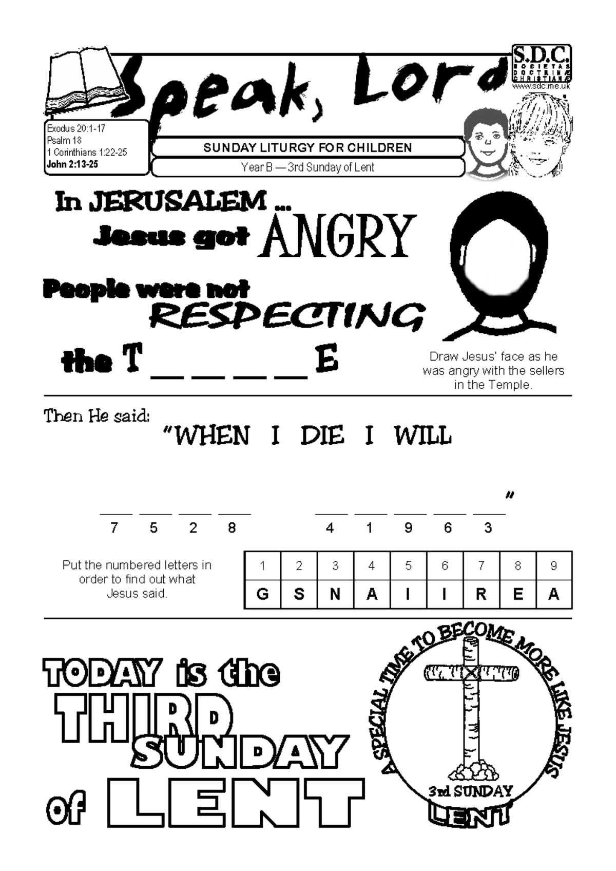 B-lent-03 - sdc.me SUNDAY LITURGY FOR CHILDREN Year B — 3rd Sunday of ...