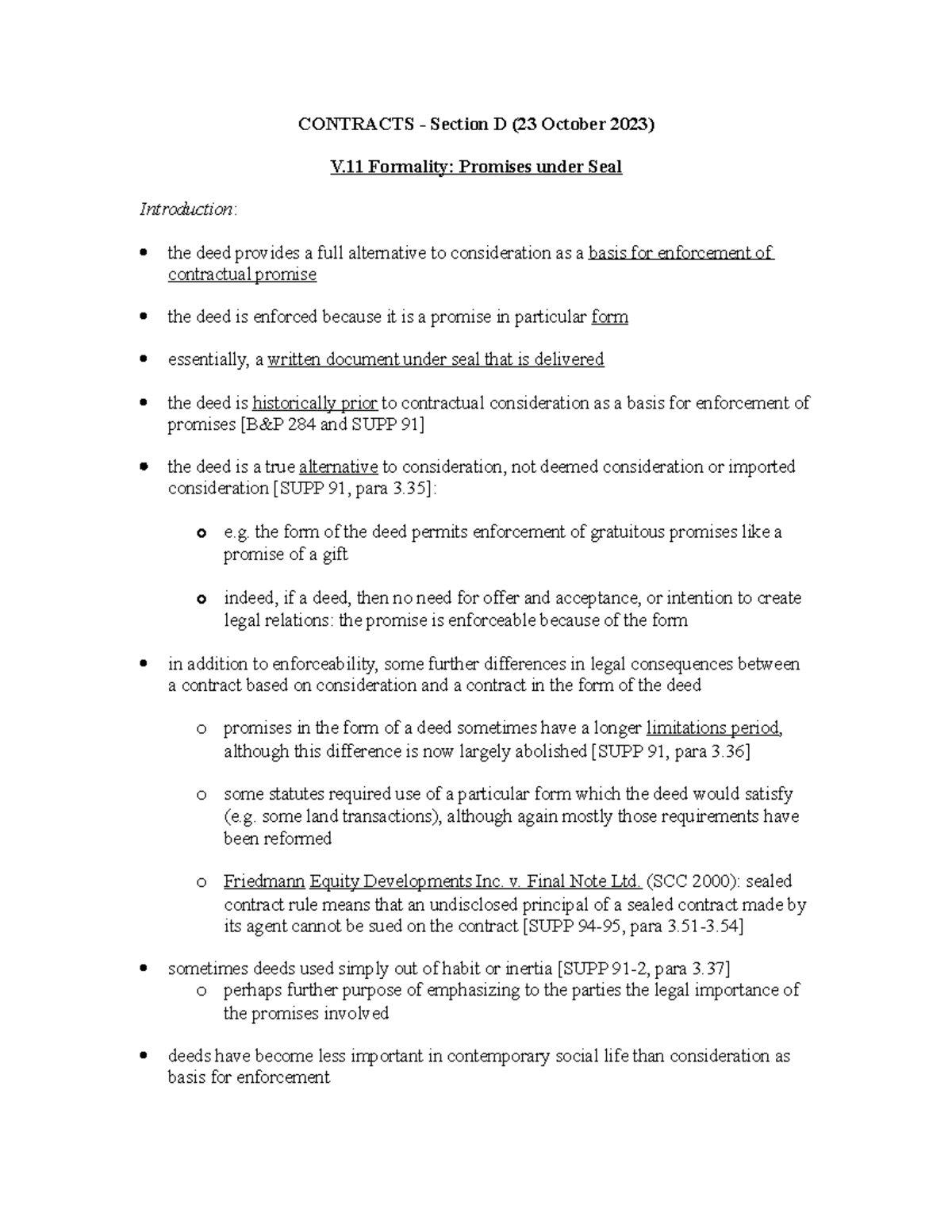Oct 23 Slide Form Lecture Contracts Section D 23 October 2023 V Formality Promises