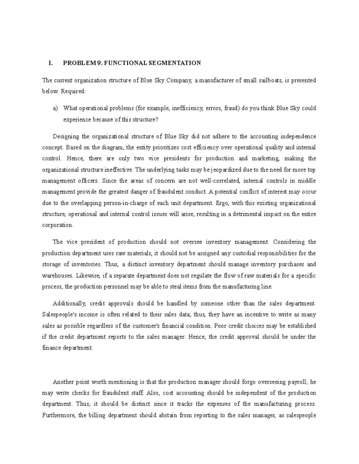 Exercise 1 - I. PROBLEM 9. FUNCTIONAL SEGMENTATION The current ...