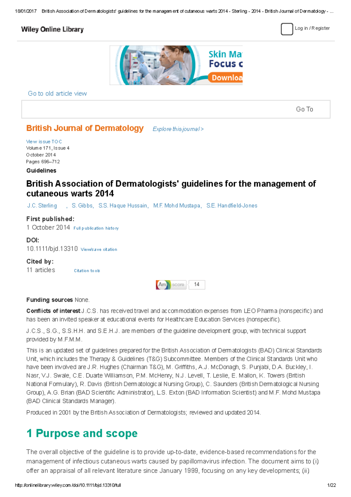 2014 British Association of Dermatologists' guidelines for the ...