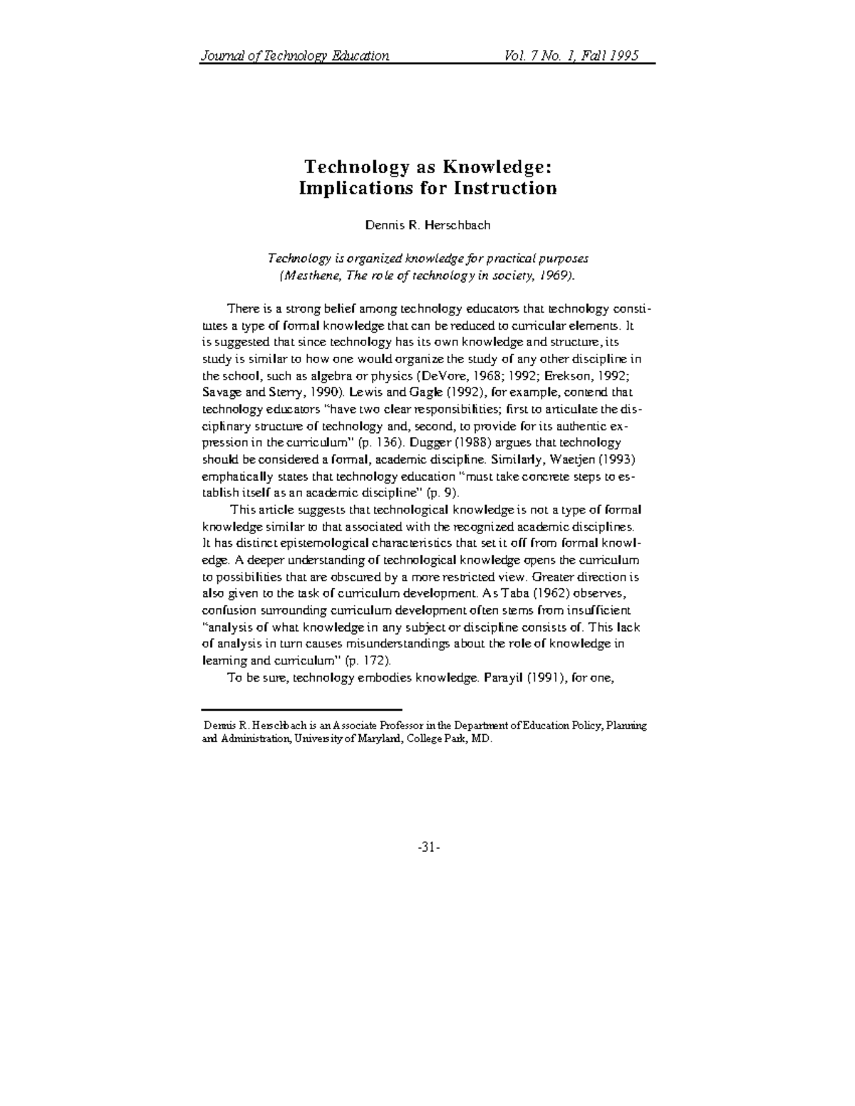 EJ513065 - assign - Technology as Knowledge: Implications for ...