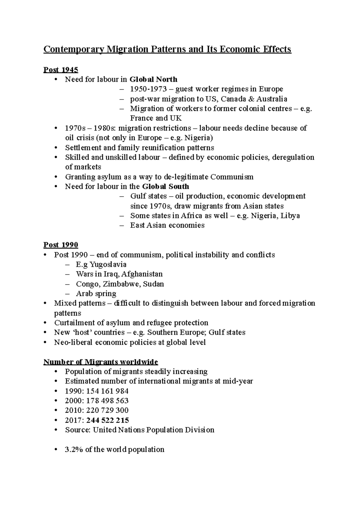 Migration notes - Useful for exam revision - Contemporary Migration ...