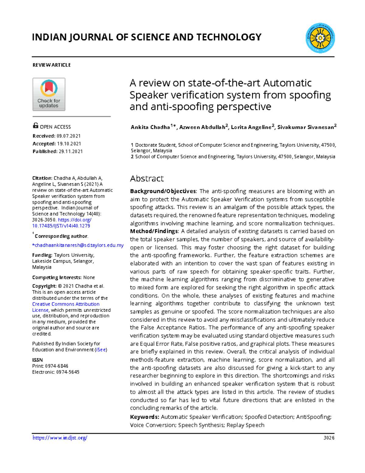 IJST-2021-1279 - Automatic Speaker verification system from spoofing ...