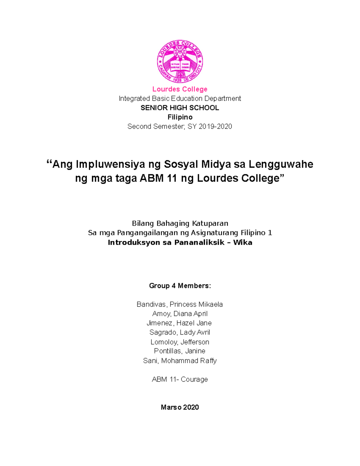 ABM lecture notes sample - Lourdes College Integrated Basic Education ...