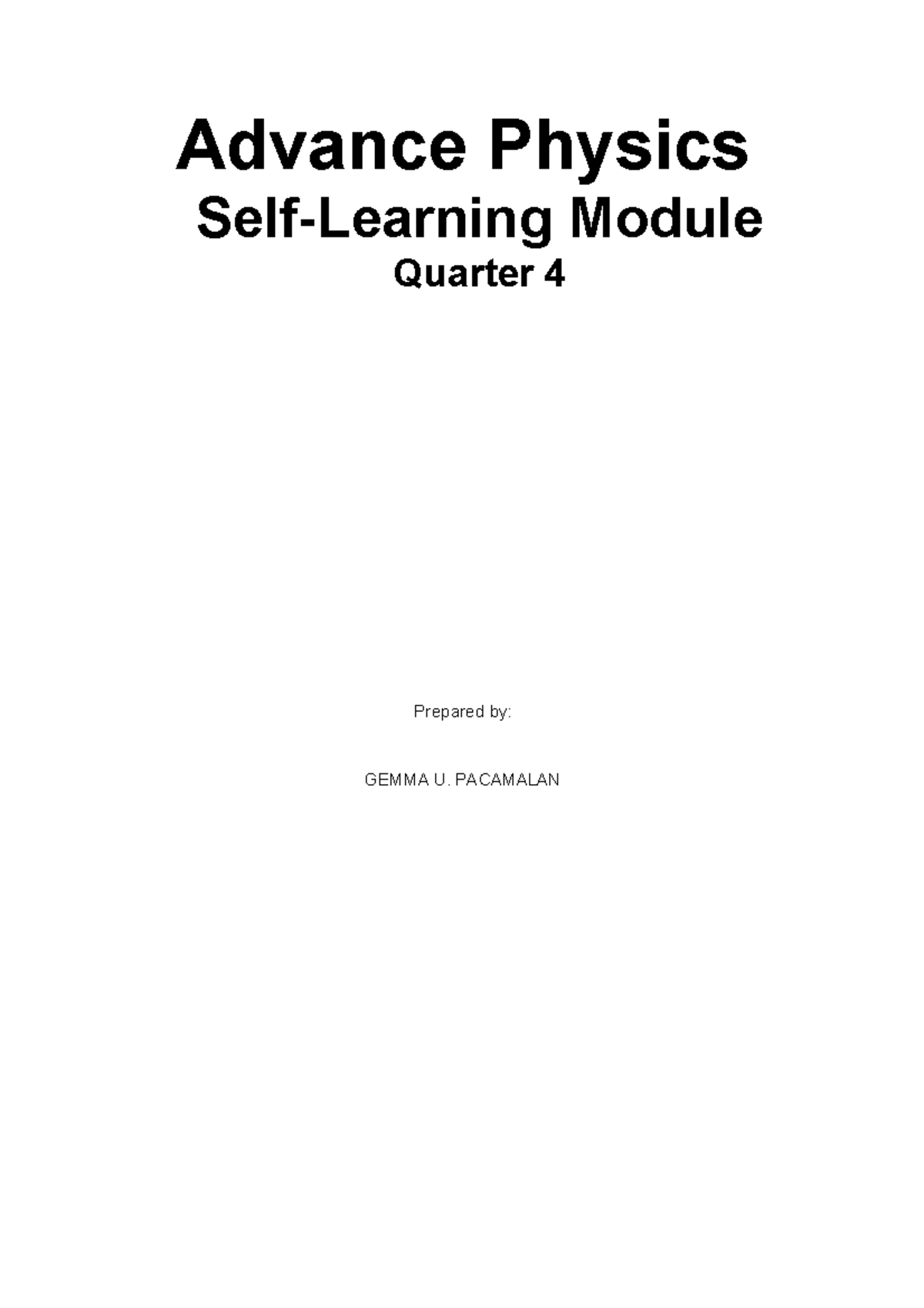 Q4Ad Phy Module WITH- Worksheet- Insertions - Advance Physics Self-Learning Module Quarter 4 ...
