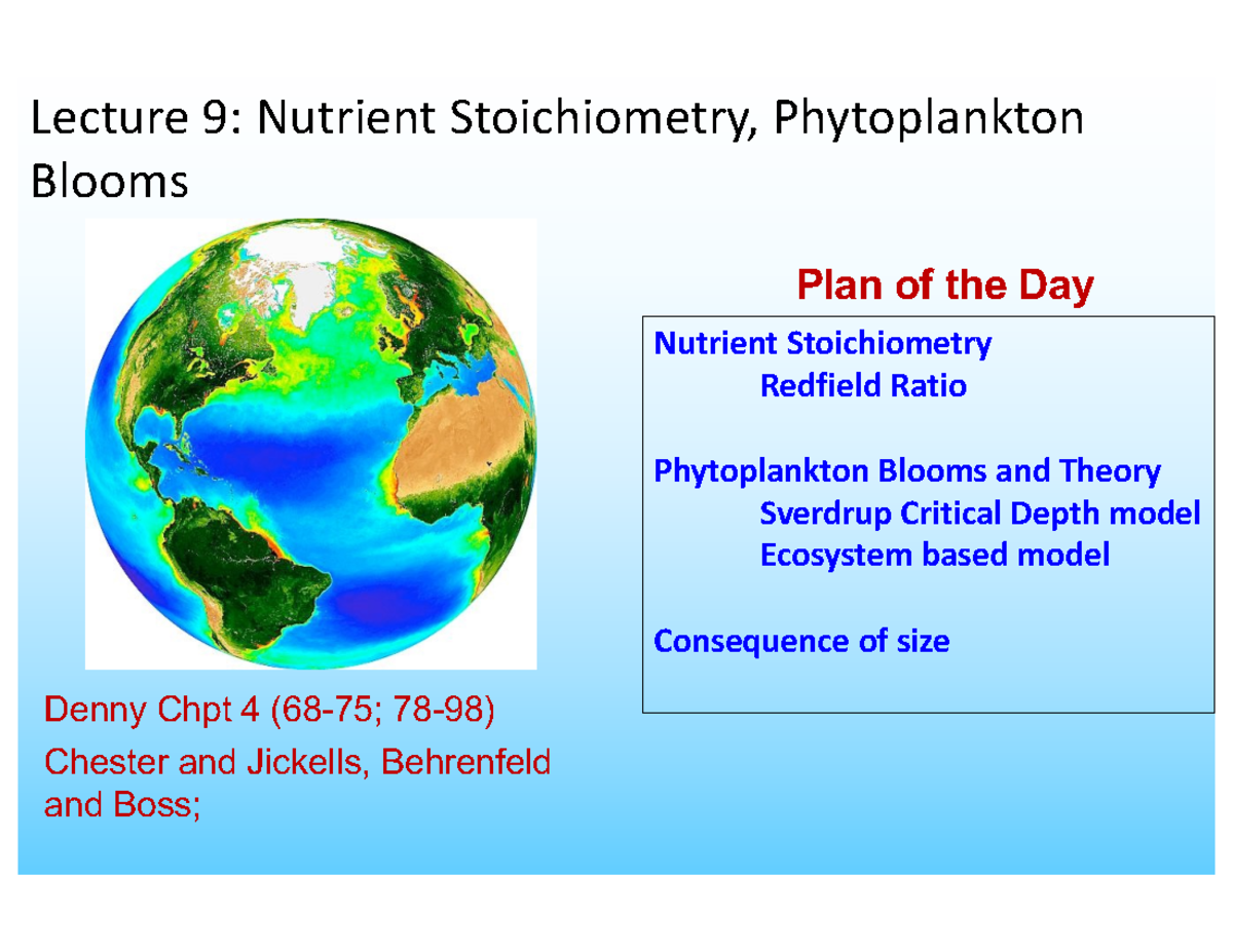 EEMB142B 9 - Lecture notes - Lecture 9: Nutrient Stoichiometry ...