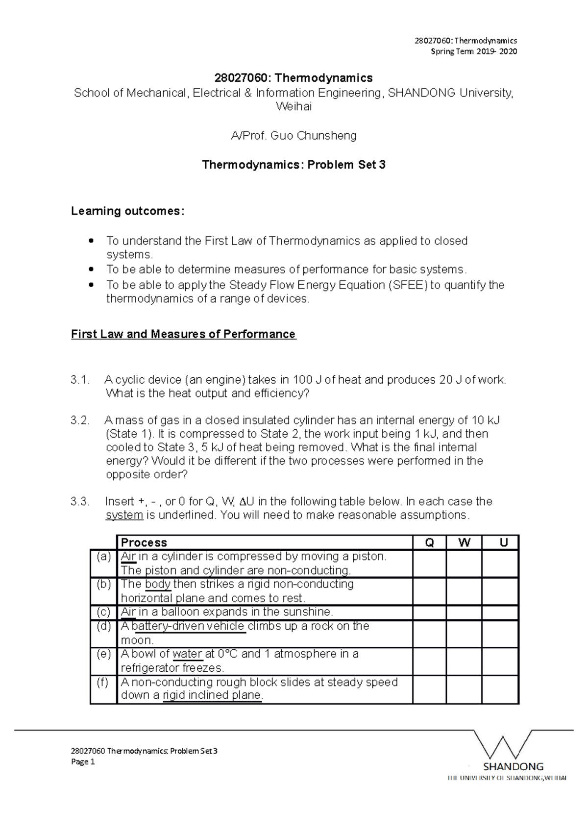 Problem set 3 - Dynamics and Thermodynamics - Spring Term 2019- 2020 ...