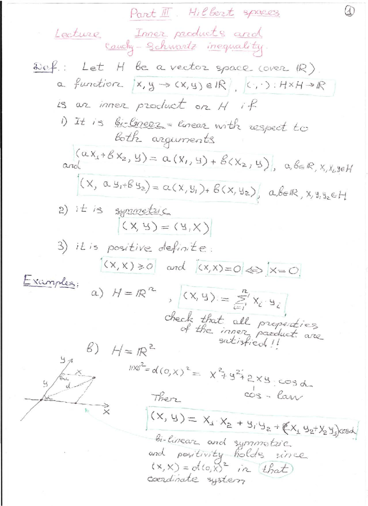Mat3004 2016 2017 Lecture 15 Hilbert Spaces And Abstract Fourier Series Due J4 Let H 83 A
