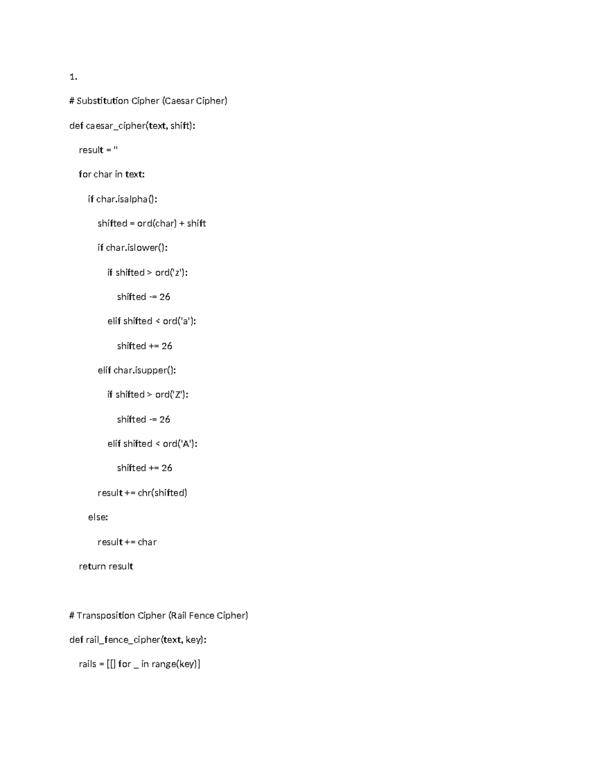 CSS Program 1 - CSS PRACTICAL MATERIALS - 1. Substitution Cipher (Caesar Cipher) def - Studocu