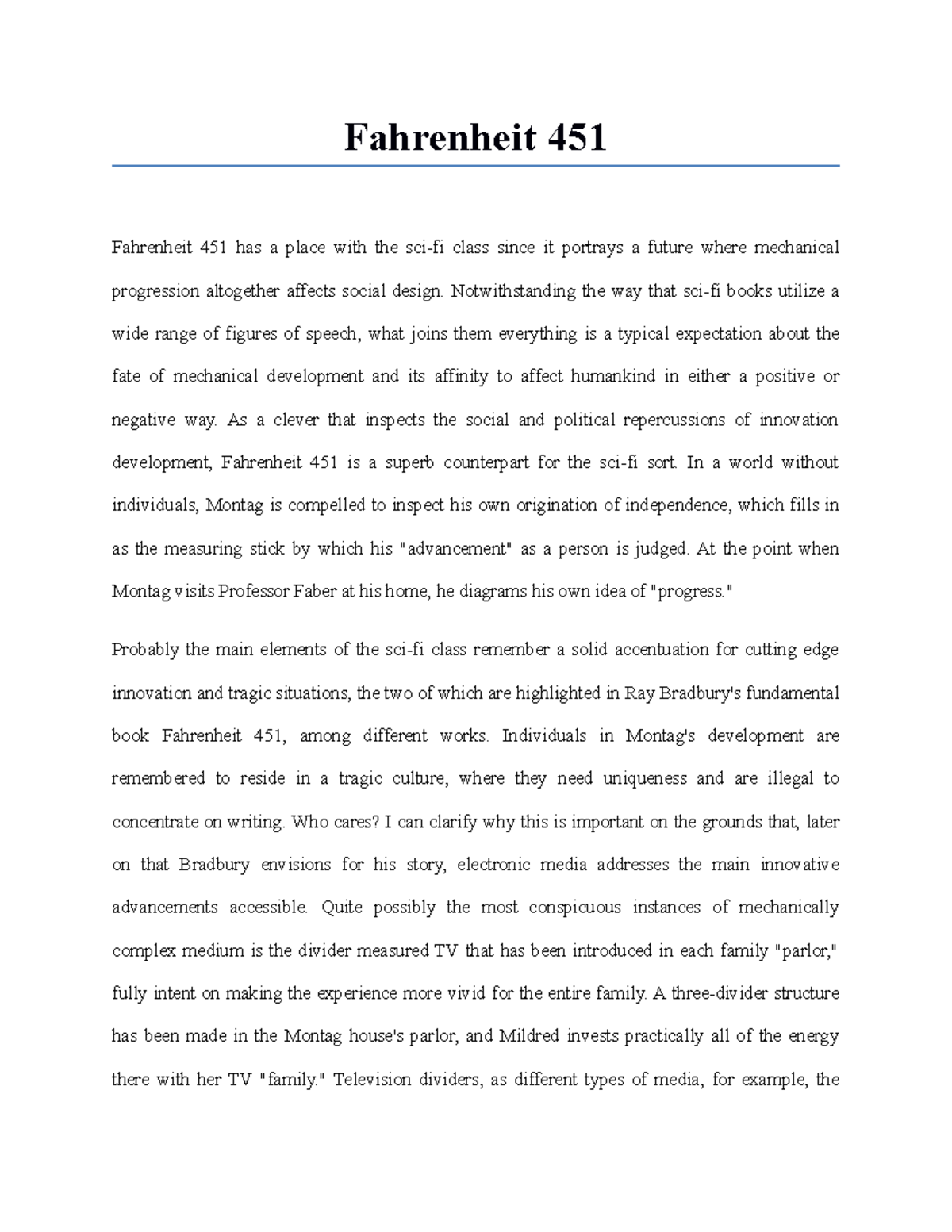 Fahrenheit 451, a historical reveiw about and historical writing ...