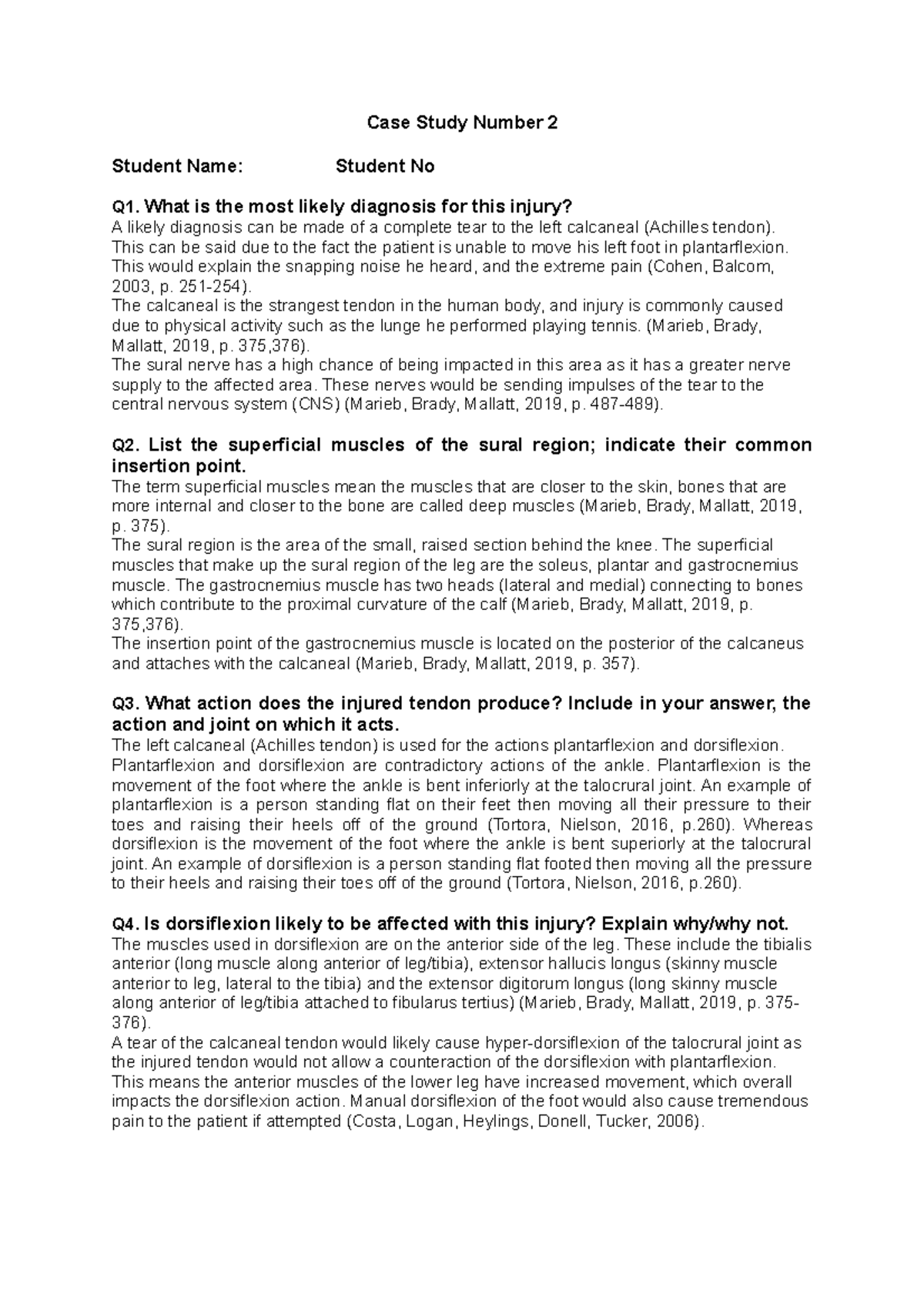 Human Anatomy Case Study#2 - Case Study Number 2 Student Name: Student ...