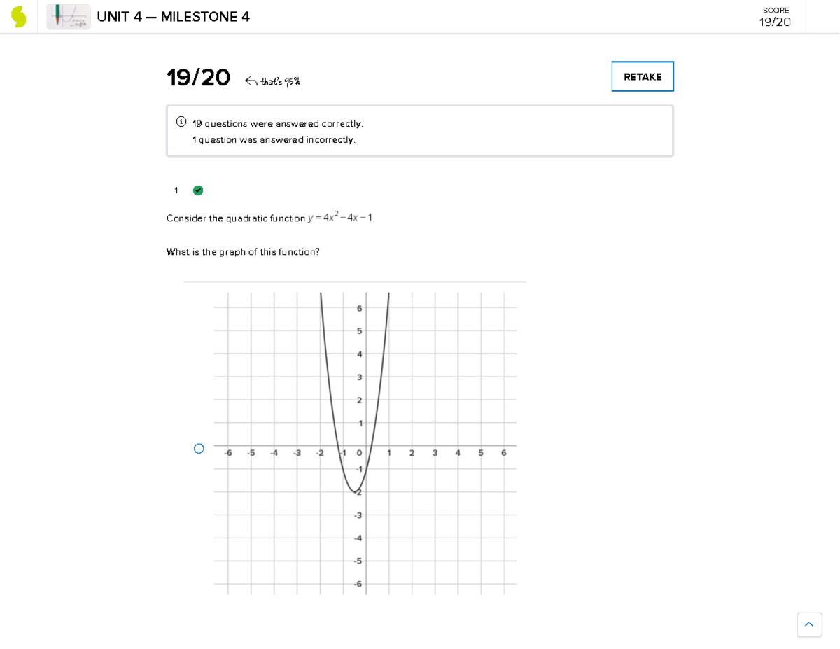 Sophia college algebra milestone 4 - 1 19 / 20 that's 95% RETAKE 19 ...
