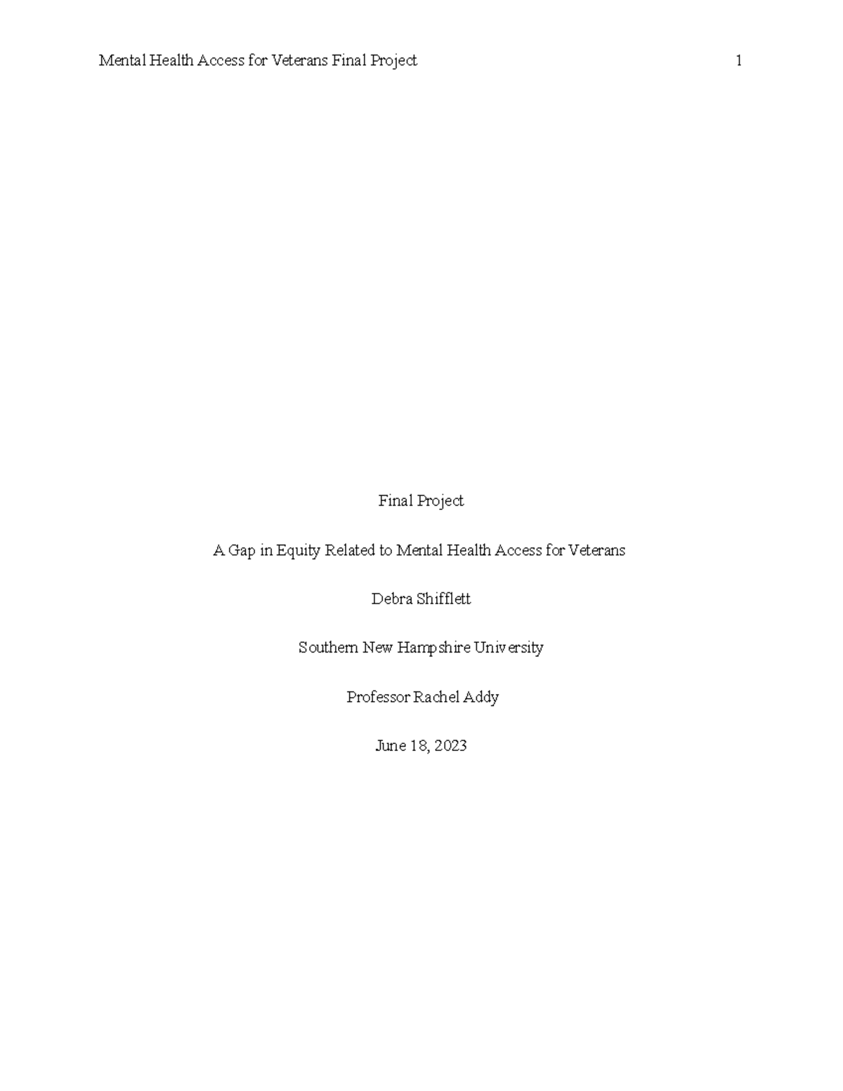 Final Project - coursework - Final Project A Gap in Equity Related to ...