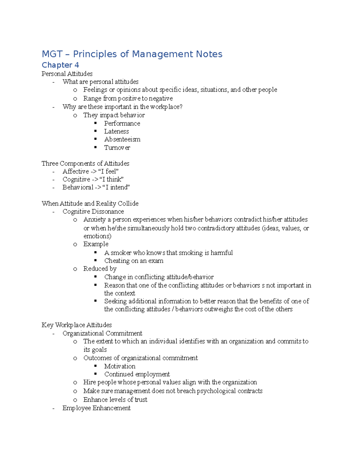 MGT Chapter 4 - 6 - MGT – Principles of Management Notes Chapter 4 ...