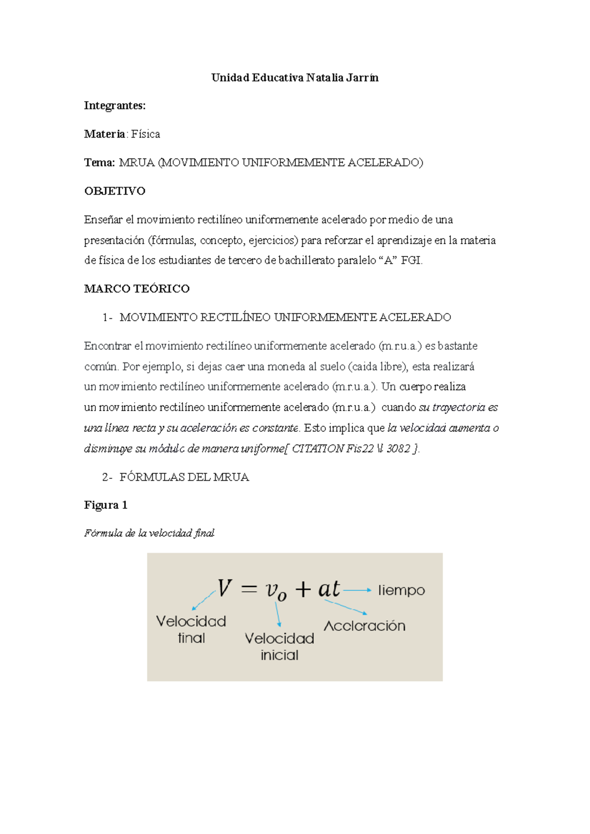 MRUA Imprimir - Resumen formulas mrua - Unidad Educativa Natalia Jarrín ...