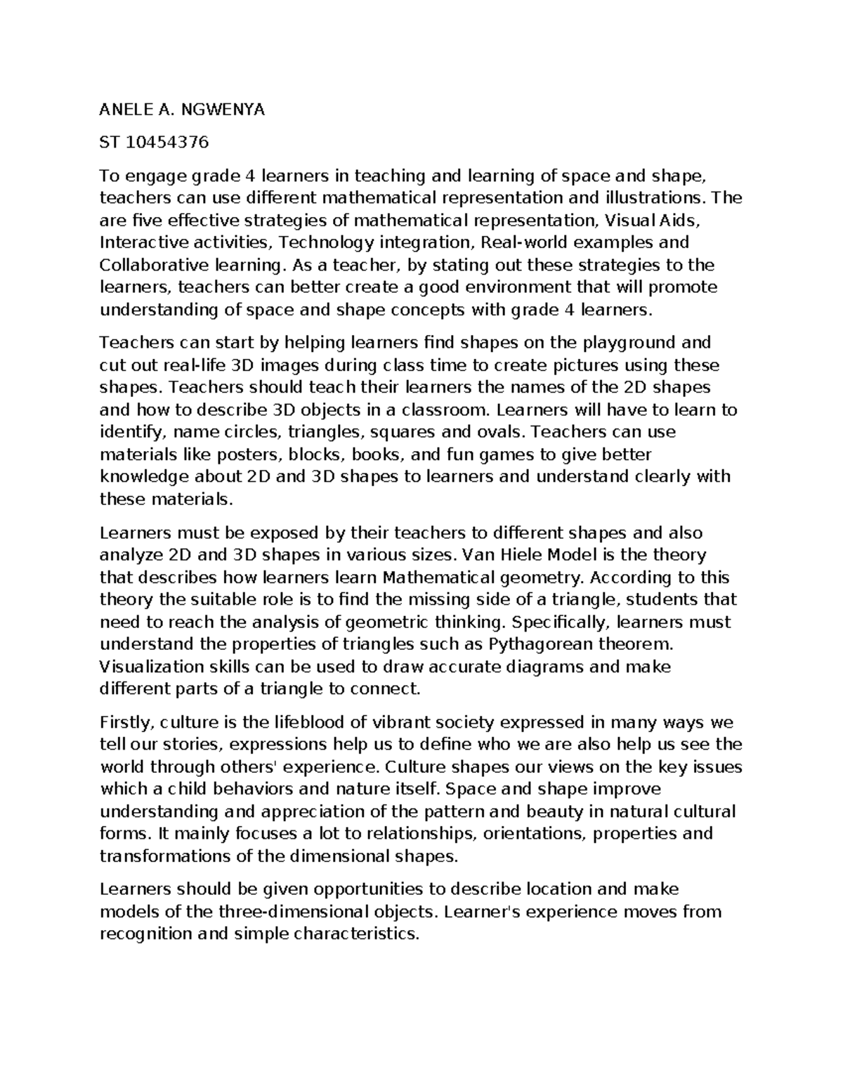 Anele A - TIMA5111 ICE TASK 4 - ANELE A. NGWENYA ST 10454376 To engage ...