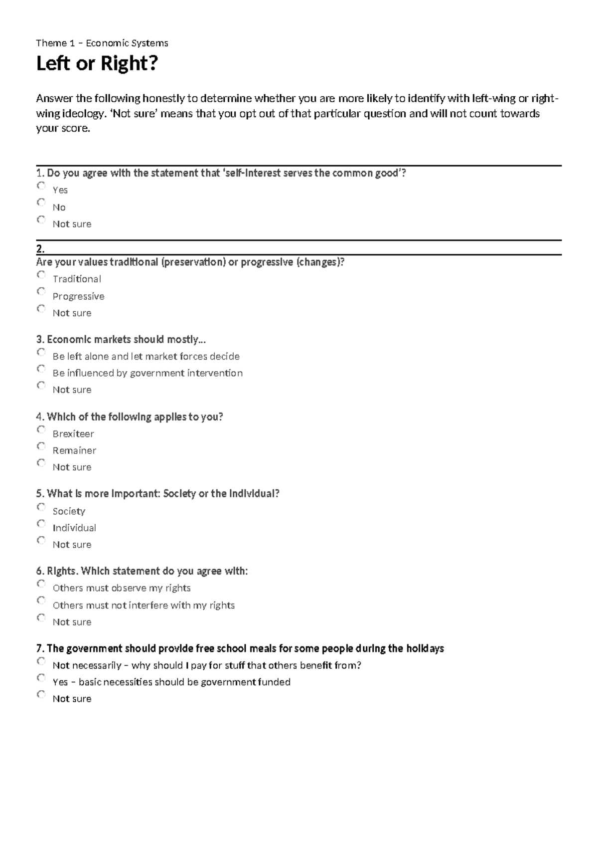 24. Left or Right QUIZ - Socialism, Capitalism, Communism - Left or ...