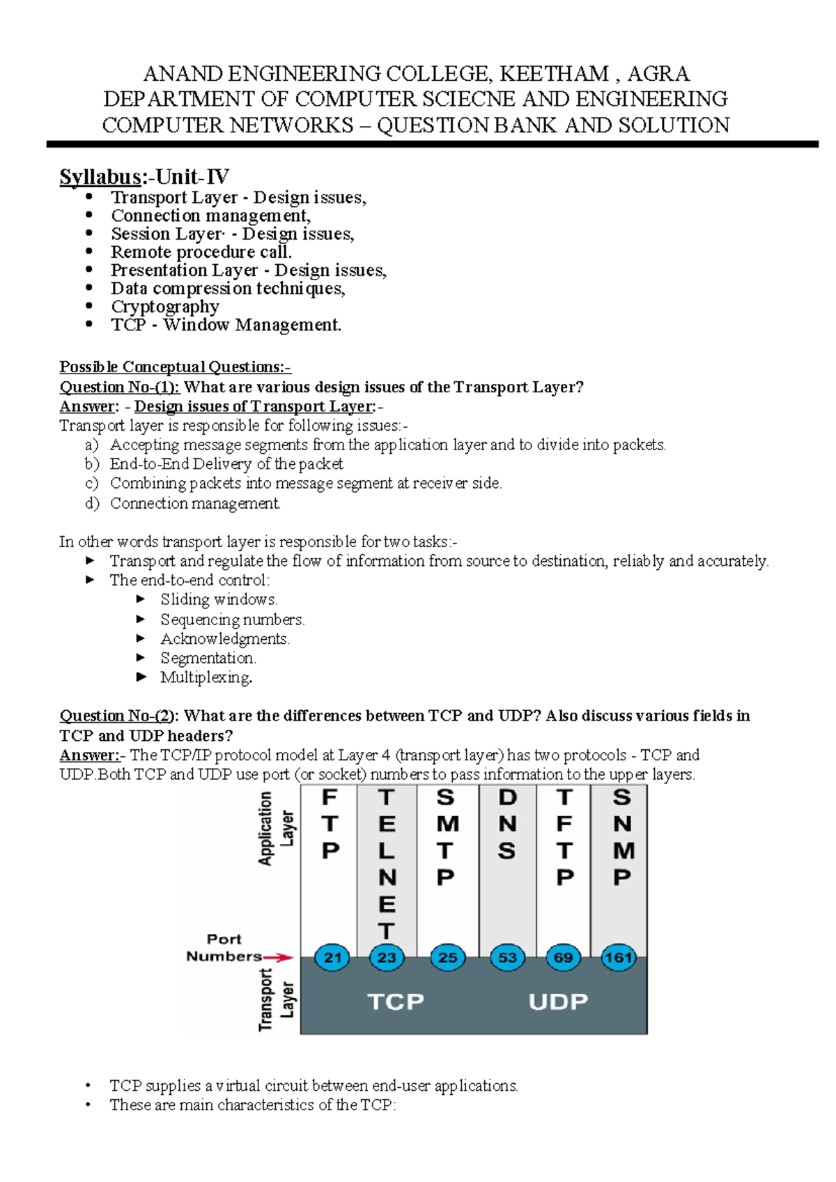 Cnnotesunit 4 Computer Networks Notes Anand Engineering College