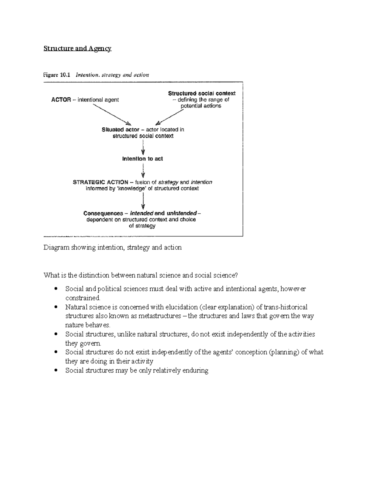Structure and Agency - Notes from readings and lecture slides ...