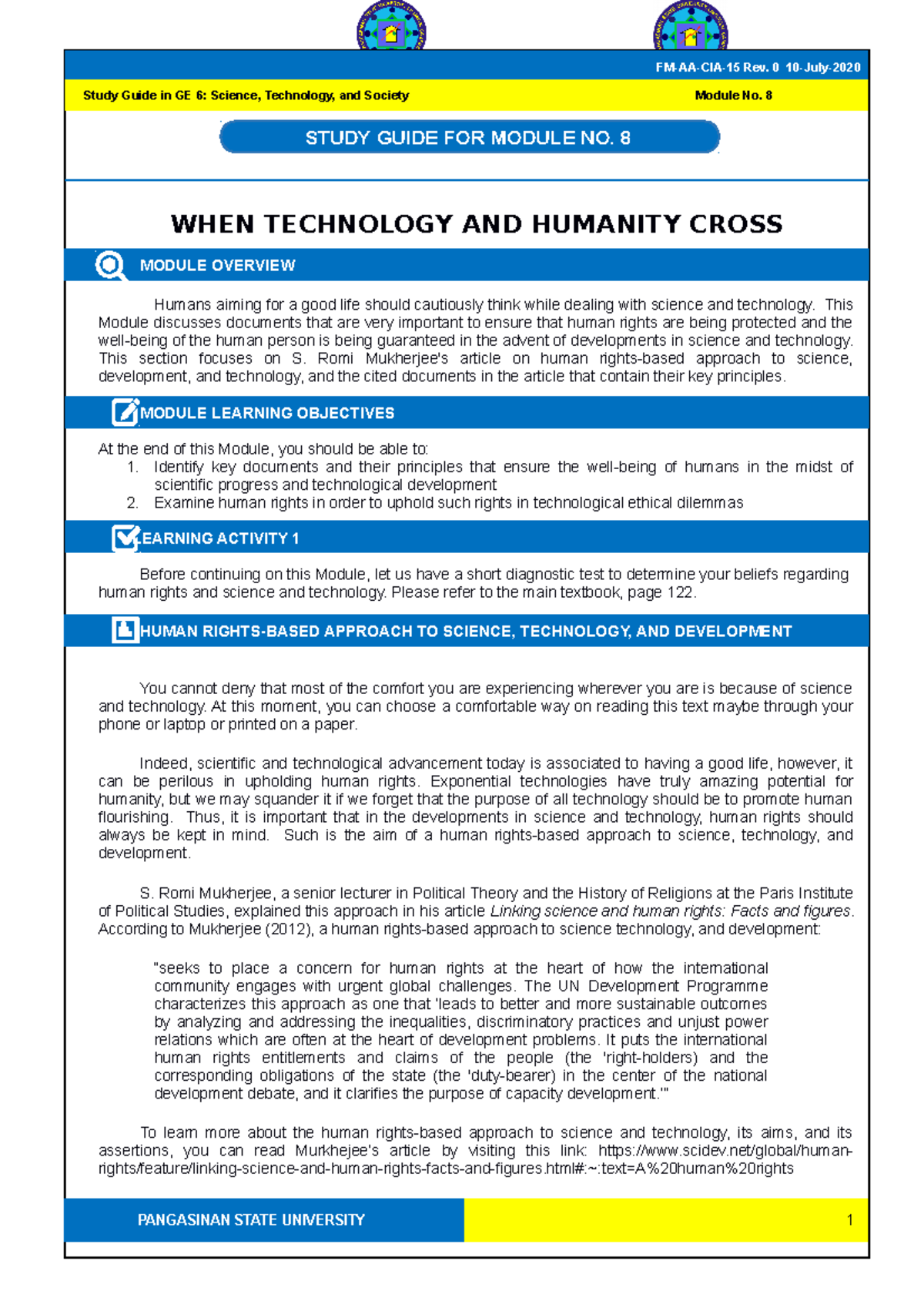 Study- Guide-8 - science, technology, and society - WHEN TECHNOLOGY AND ...