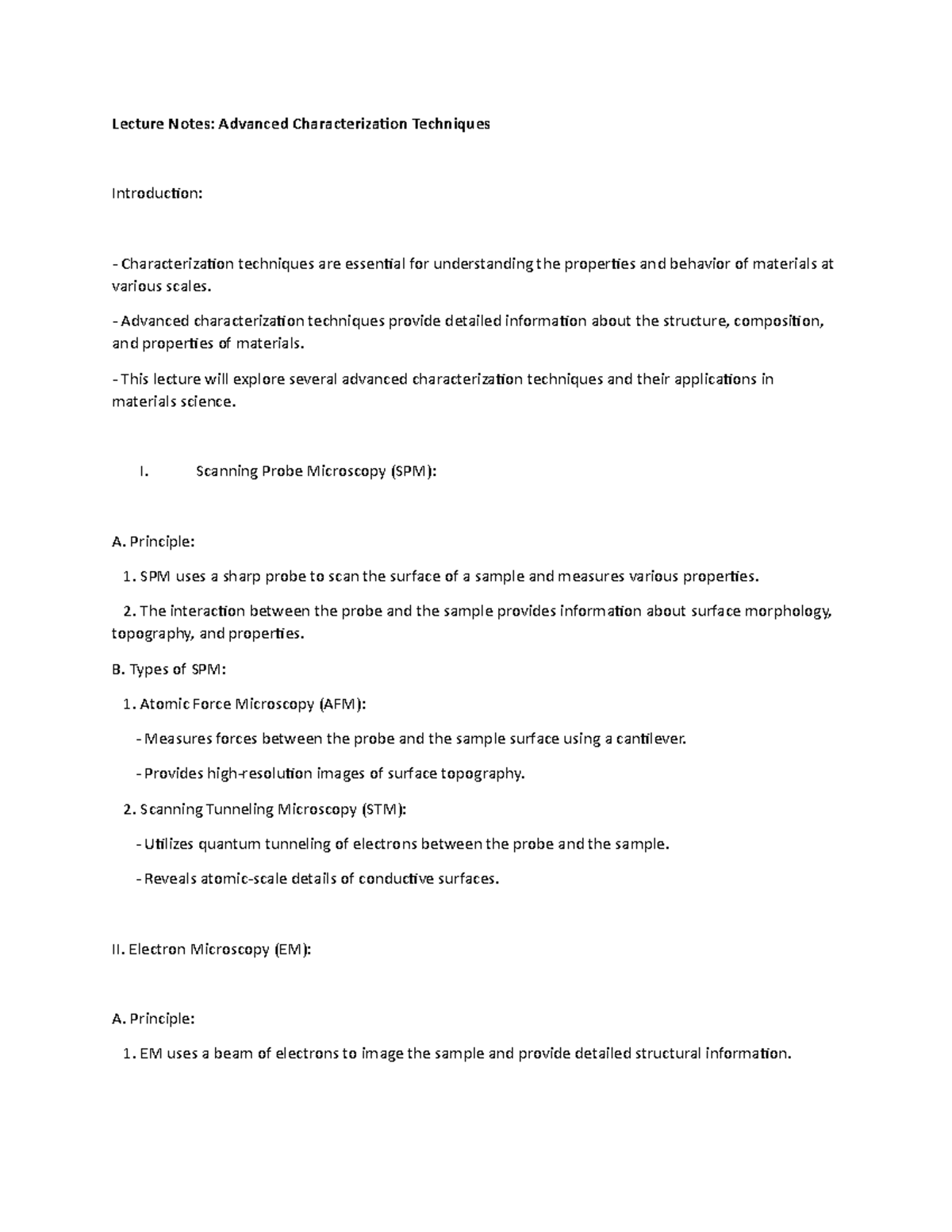 Lecture Notes: Advanced Characterization Techniques - Lecture Notes ...