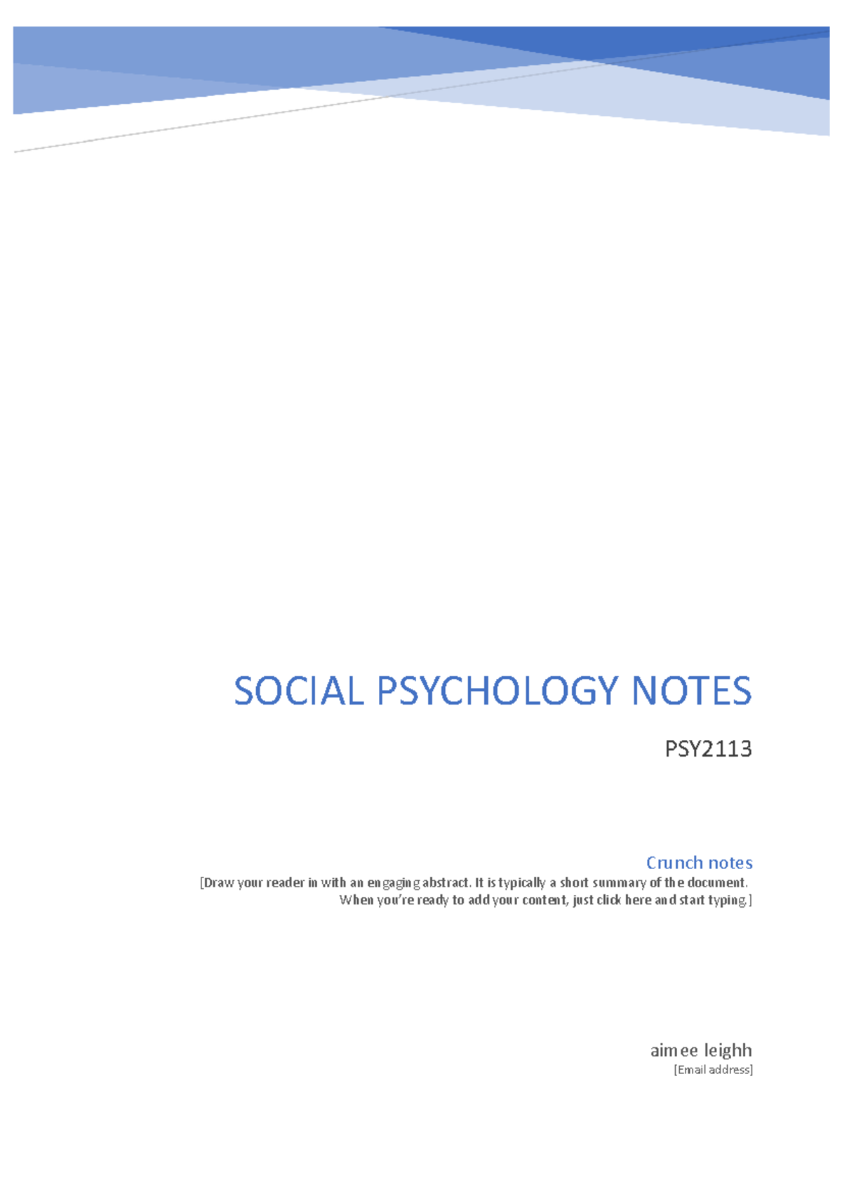 Social psychology notes - PSY2113 - EdgeHill - Studocu