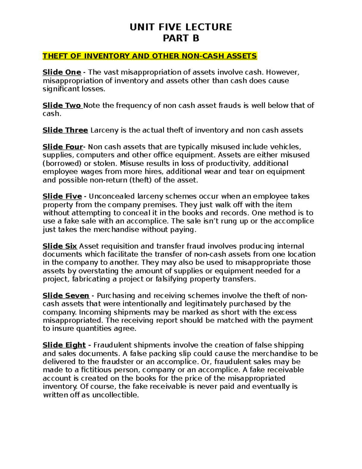 UNIT 5 Lecture Inventory - ACC315 - StuDocu