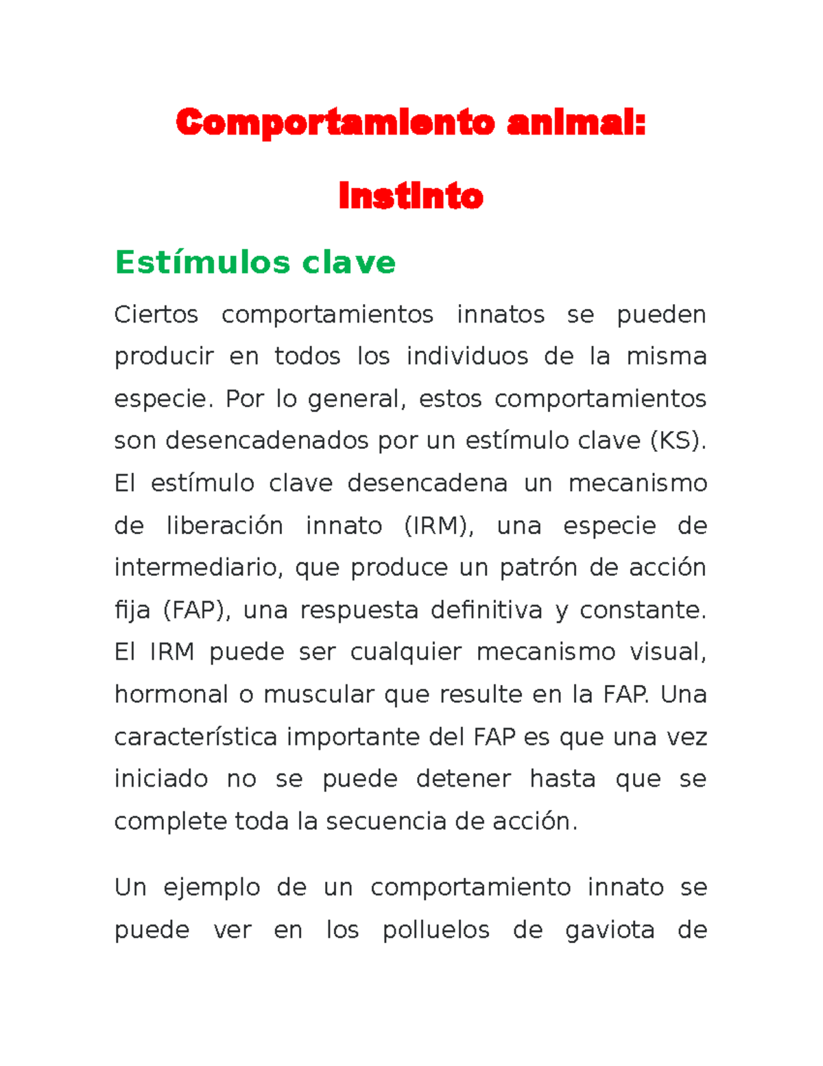 Comportamiento animal instinto - Co mportamiento animal: instinto ...