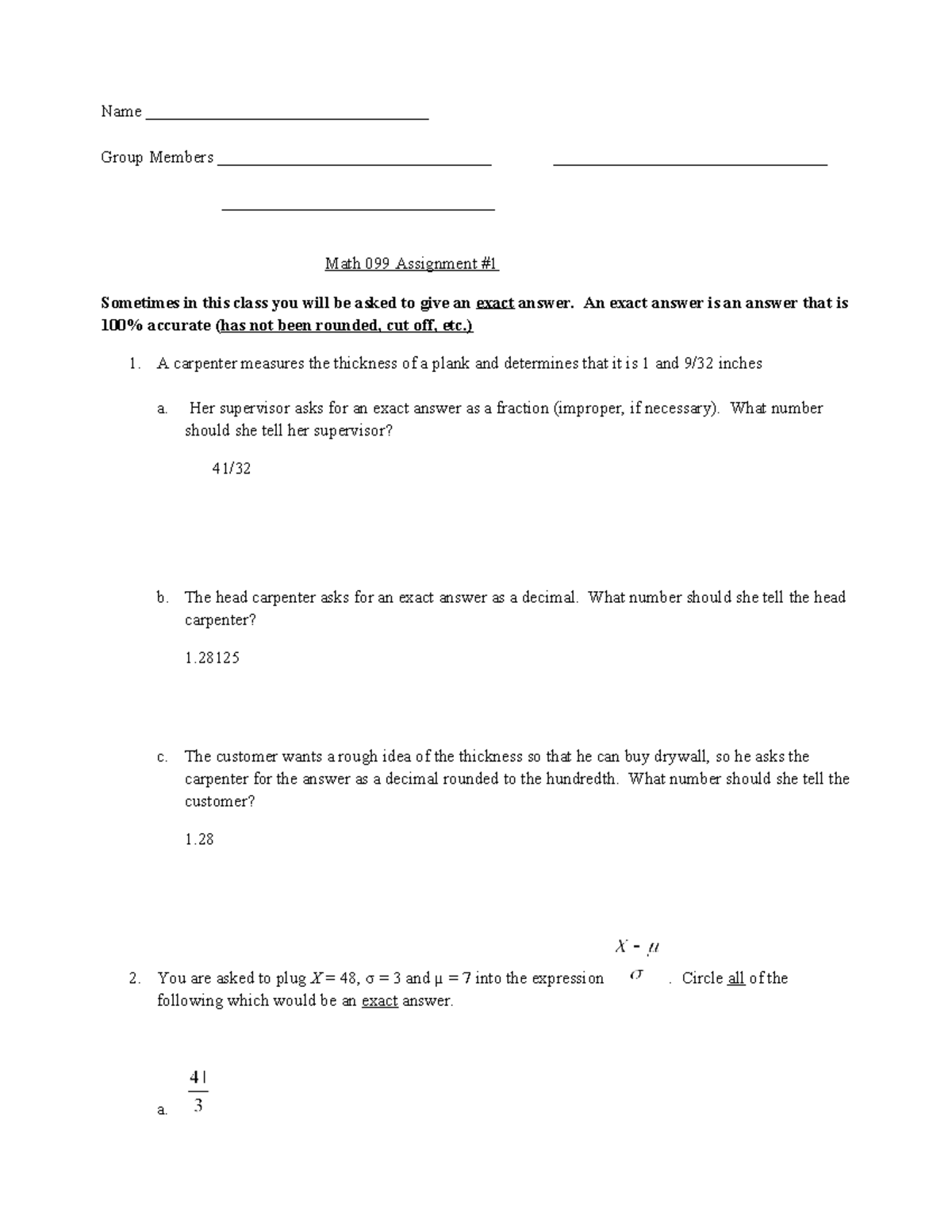Math099Assignment 122 - Name _________________________________ Group Members - Studocu