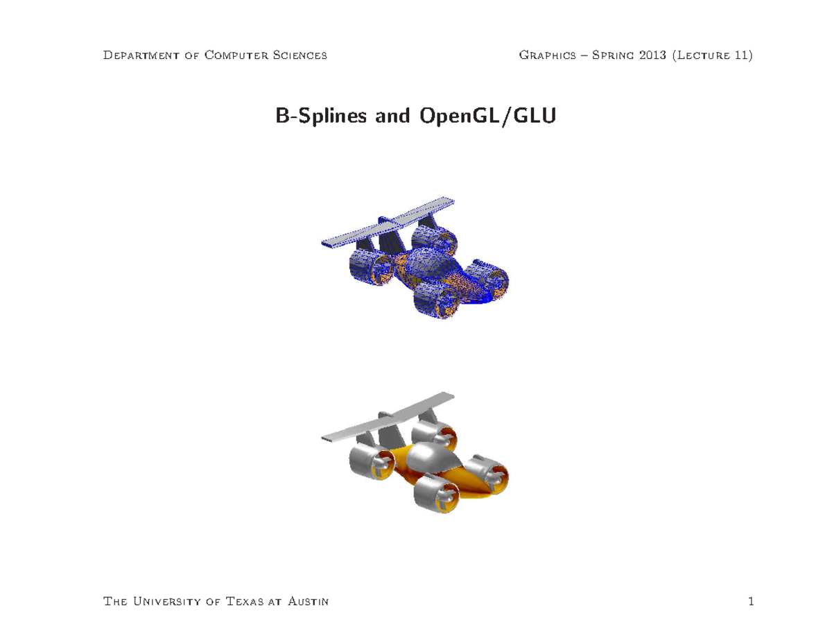 Lect11 - 56y45y45y - B-Splines and OpenGL/GLU Spline Curves Successive linear blend Basis - Studocu