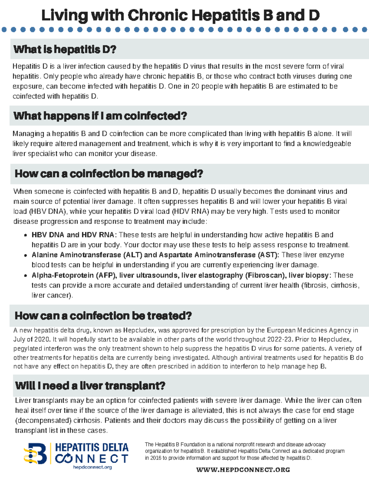 Hepatitis D Fact Sheet for Patients Long 2 - Living with Chronic ...