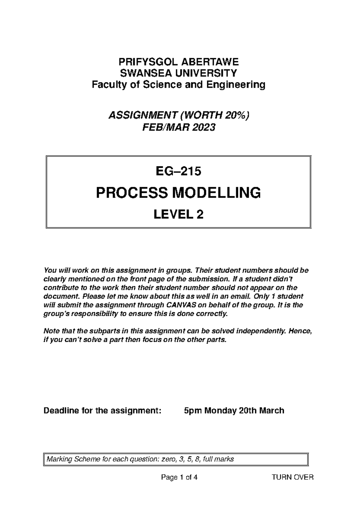 Assignment feb2023 - Coursework questions - PRIFYSGOL ABERTAWE SWANSEA ...