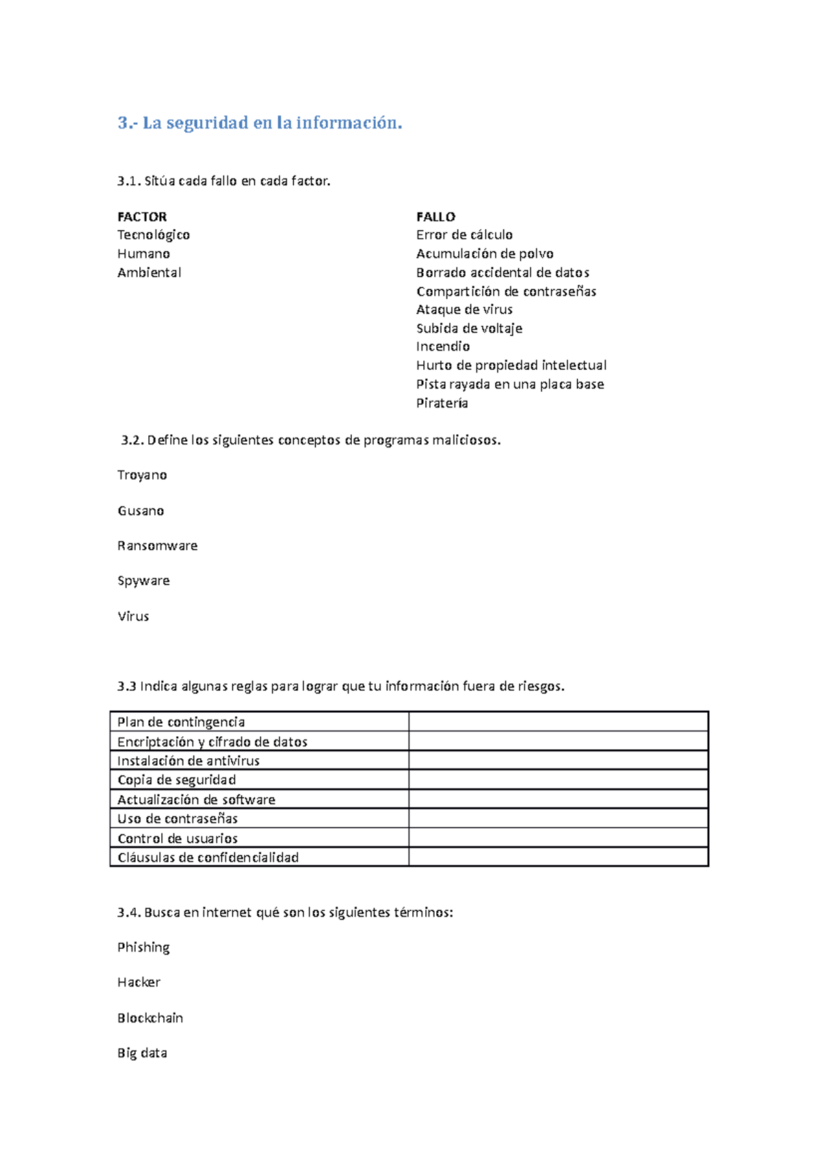 Ejercicos informatica 1FPB documentacion, punto 3 - 3.- La seguridad en ...